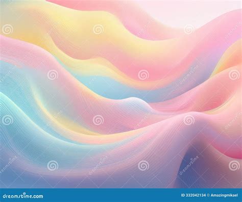 Pastel Soft Waves In Abstract Fluid Design Gentle Calming Background With Flowing Smooth