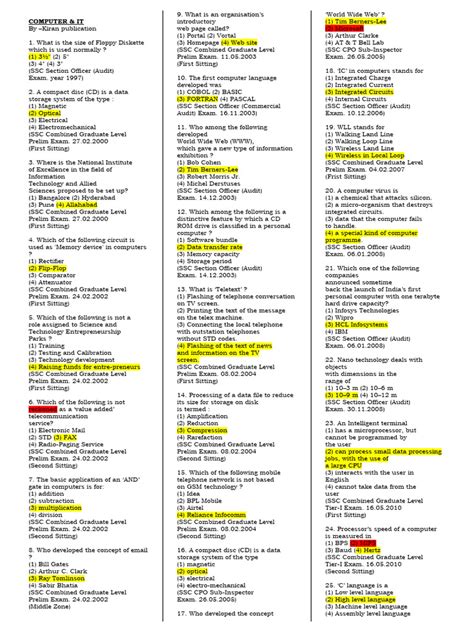 Computer Related Questions Pdf Computer Network Personal Computers