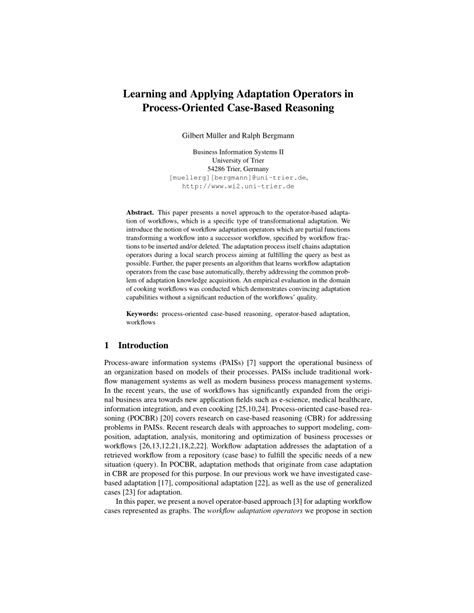 Pdf Learning And Applying Adaptation Operators In Process Oriented