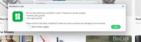 request warning if gcode is for wrong printer when using the sd card bambu firmware bambu