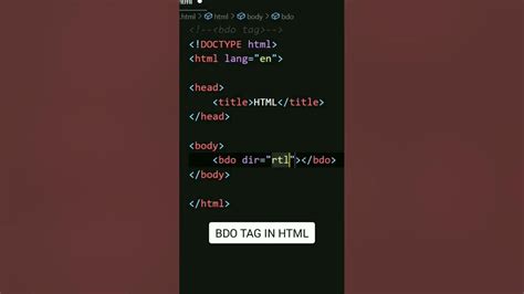 Html Bdo Tag Html Programming Html Youtube