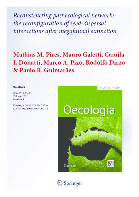 Pdf Pires Et Al 2014 Reconstructing Past Ecological Networks Oecologia