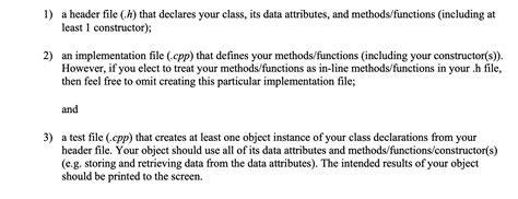 Solved 1 A Header File H That Declares Your Class Its