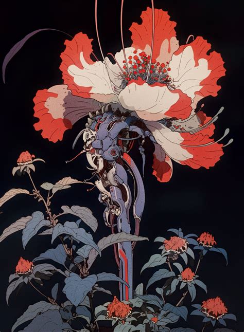 사이버펑크와 꽃을 결합한 그림을 그리는 일러스트레이터 유머 게시판