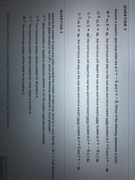 Solved Question 3 Assume A Systems Open Loop Poles Are At