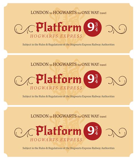 Printable Harry Potter World Tickets