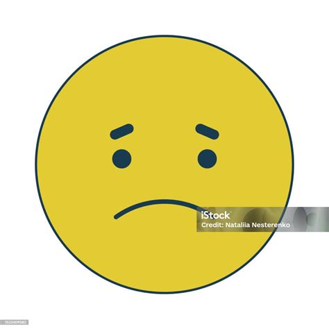슬픈 노란색 이모티콘 플랫 라인 색상 격리 된 벡터 아이콘 2차 도형에 대한 스톡 벡터 아트 및 기타 이미지 2차 도형 고객 고급 Istock