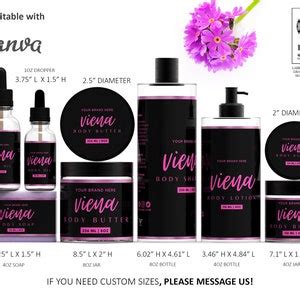 Editable Hot Pink Skincare Labels Template Body Butter Labels Jar Labels Bottle Labels Product