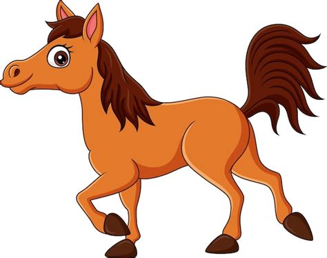 흰색 배경에 고립 된 만화 말 캐릭터 프리미엄 벡터