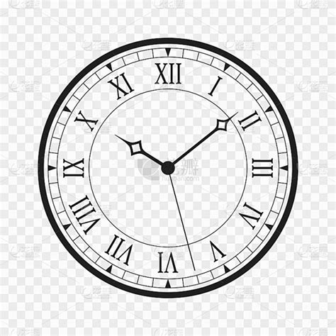 老式时钟与罗马数字孤立在白色背景上。黑色古董钟与箭和罗马钟面
