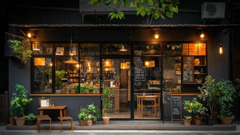 Exploring The Intricacies Of Modern Normalist Architecture In A Cozy Restaurant Setting Stock