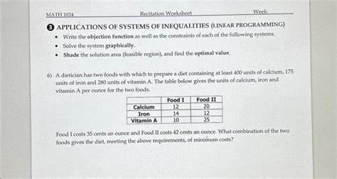 Solved 3 Applications Of Systems Of Inequalities Linear