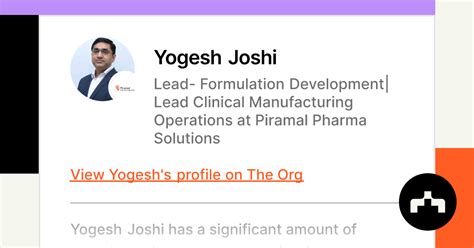 Yogesh Joshi Lead Formulation Development Lead Clinical