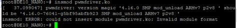 加载驱动遇到 Error Could Not Insert Module Pwmdriverko Invalid Module