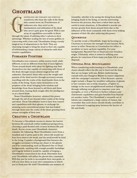 5e Class The Ghostblade V10 A Charisma Based Martial Class That