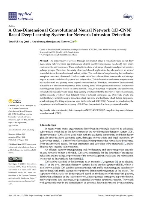 Pdf A One Dimensional Convolutional Neural Network 1d Cnn Based Deep Learning System For