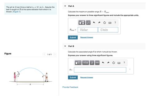 Solved Part A The girl at A can throw a ball at vĄ 12 Chegg com