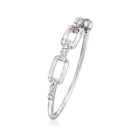 Diamond Paper Clip Link Ring In Sterling Silver Ross Simons