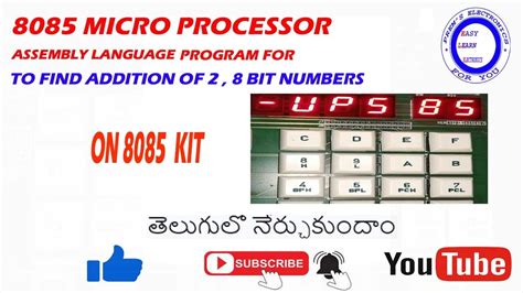 Assembly Language Program Alp Addition Of 2 8 Bit Numbers Using 8085