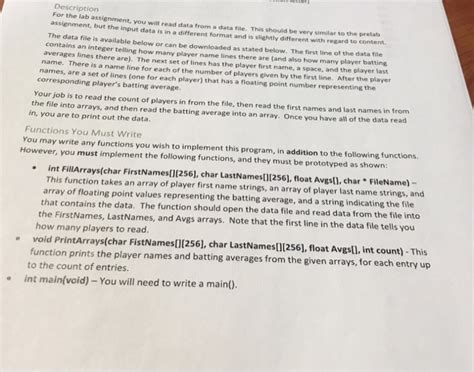 solved description for the lab assignment you will read