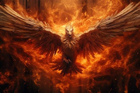 Premium Ai Image Phoenix Bird With Outstretched Wings Rising Burning