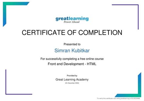 Simran Kubitkar On Linkedin Html Greatlearning Frontenddevelopment Coursecompletion 10