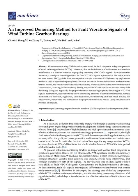 pdf an improved denoising method for fault vibration signals of wind turbine gearbox bearings