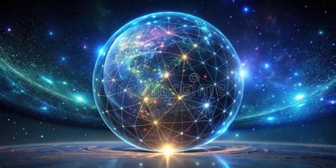 A Luminous Orb Encased In A Network Of Connections Rests On A Cosmic Plane Symbolizing Global