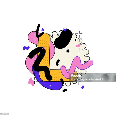 라틴 알파벳 벡터 그림입니다 영문자 L 손으로 그린 모양과 선으로 입력합니다 만화 그래피티 스타일의 장난기 넘치는 편지 그래피티에 대한 스톡 벡터 아트 및 기타 이미지