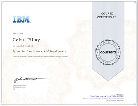 Gokul Ponnappan On Linkedin Python Datascience Ai Development Ibm Certification