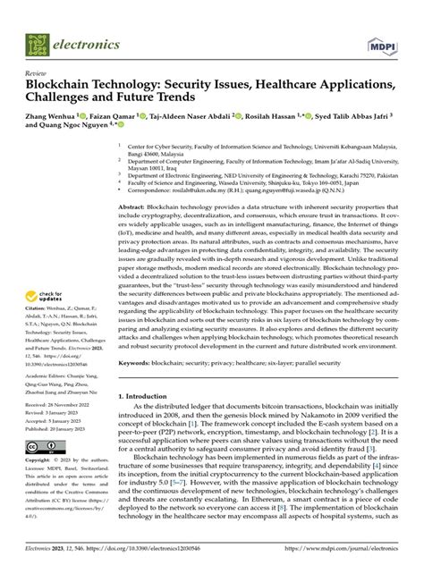 Blockchain Technology Security Issues Healthcare A Pdf Computer Security Security