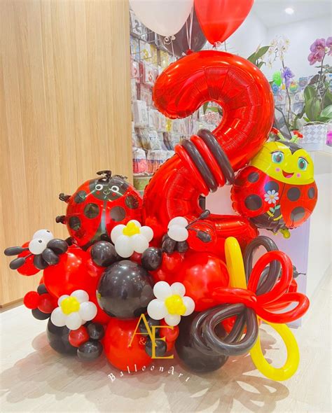 Number 2 Design With Lady Bug Character Design Code Ac05 1 Aande Balloonart