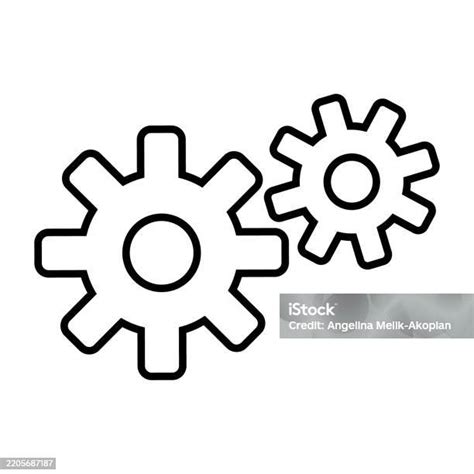 Interlocking Gears Line Drawing Stock Illustration Download Image Now Achievement Business
