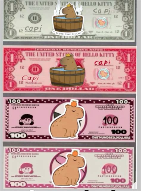 Деньги с капибарой одна тысяча капибарей Печатные надписи Капибара Открытки дисней