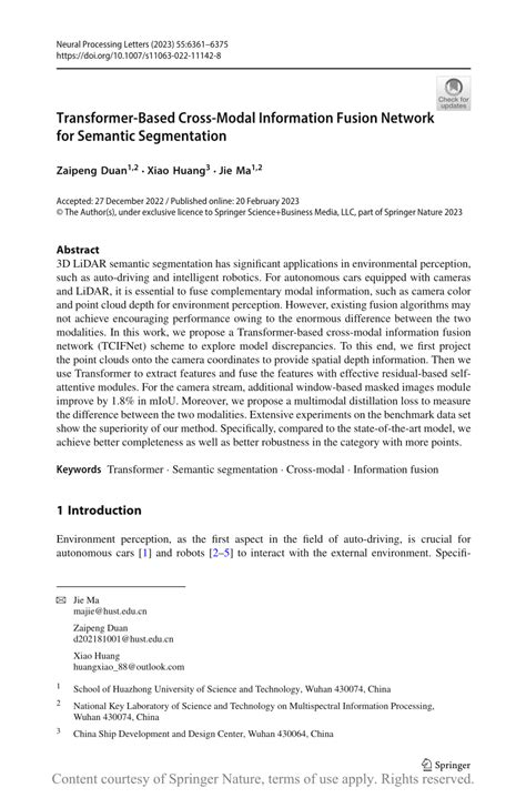 Transformer Based Cross Modal Information Fusion Network For Semantic