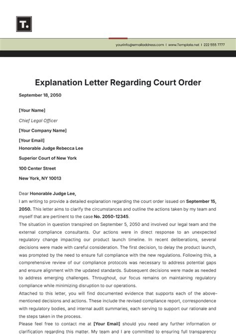 Free Explanation Letter Templates Editable And Printable