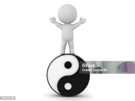 음과 양 기호 위에 서있는 3d 문자 3차원 형태에 대한 스톡 사진 및 기타 이미지 3차원 형태 개념 개념과 주제 Istock