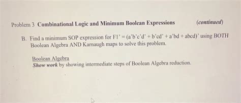 Solved Problem 3 Combinational Logic And Minimum Boolean