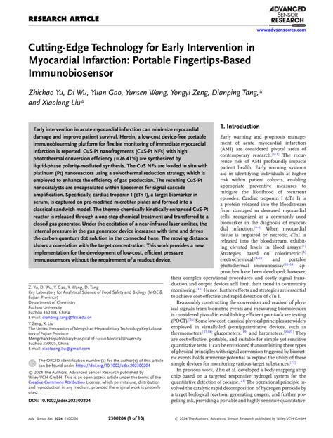 Pdf Cutting‐edge Technology For Early Intervention In Myocardial