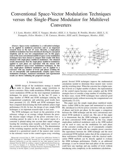 Pdf Conventional Space Vector Modulation Techniques Versus The Single Phase Modulator For
