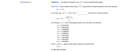Solved Video Example EXAMPLE Use Newton S Method To Find Chegg