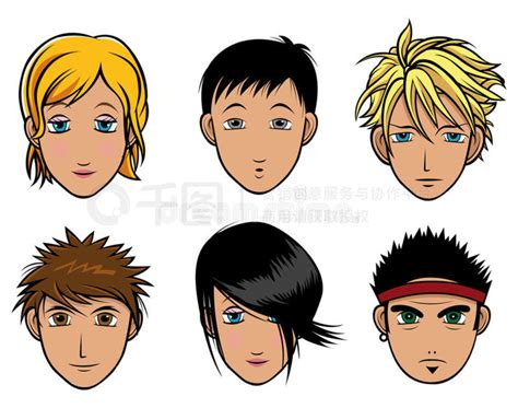 卡通高清图片 卡通风格的六种不同发型的男性和女性头像 卡通风格的六种不同发型的男性和女性头像图片免费下载 5133560962 千图网pro
