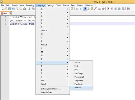 Đặt ngôn ngữ lập trình