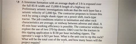 Solved 9 A Limestone Formation With An Average Depth Of 3ft Chegg Com