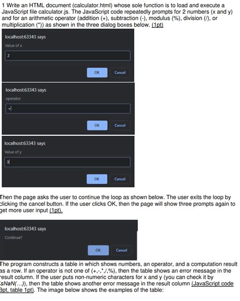 1 Write An Html Document Calculator Html Whose Sole