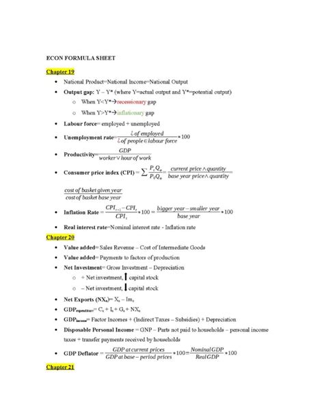 Econ Ultimate Formula Sheet Econ Studocu