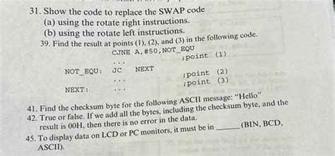 Solved 31 Show The Code To Replace The Swap Code A Using
