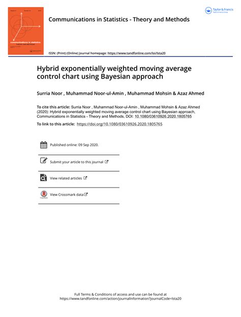 Pdf Hybrid Exponentially Weighted Moving Average Control Chart Using Bayesian Approach