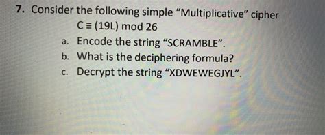Solved 7 Consider The Following Simple Multiplicative