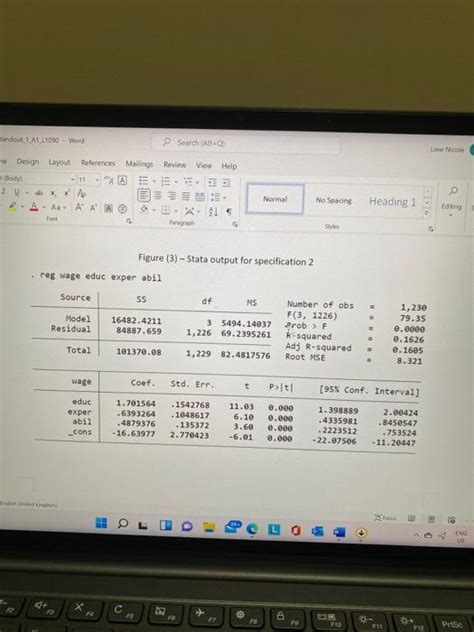 Solved Use The Stata Outputs Represented In The Image
